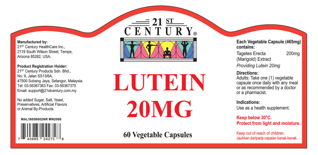 21st Century Lutein 20mg – 21st Century Products Sdn Bhd