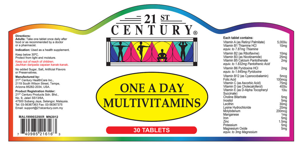 21st Century One A Day, MultiVitamin – 21st Century Products Sdn Bhd