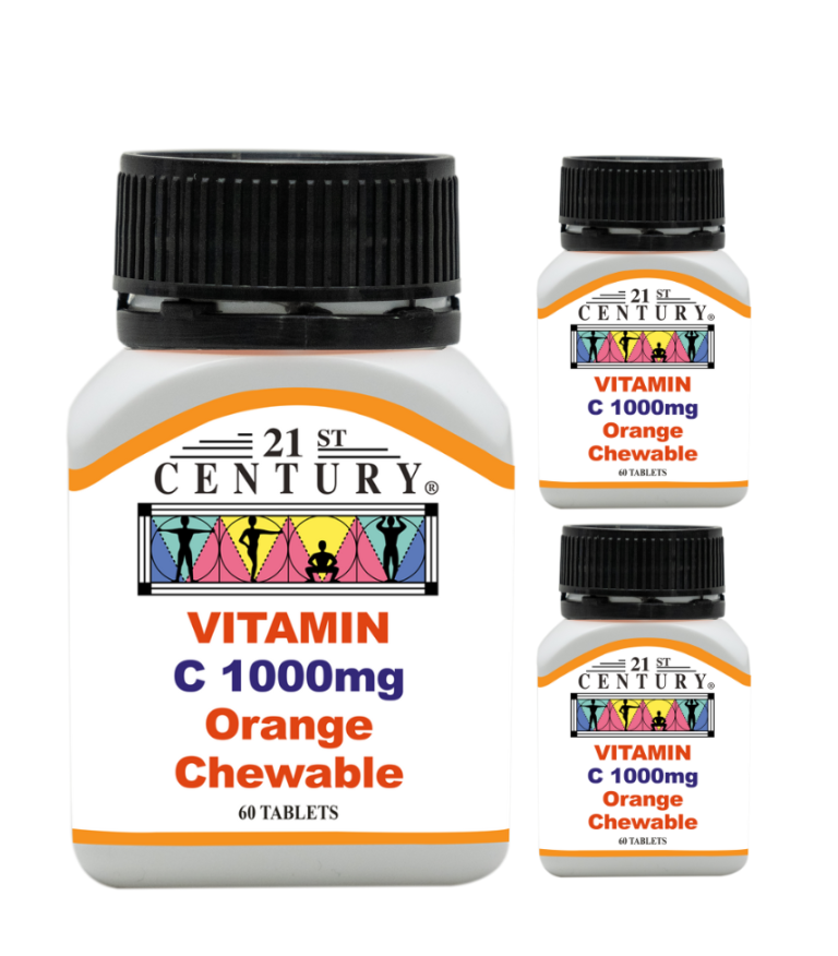 Value Pack! 21st Century Vitamin C 1000 - Orange Chewable (3 x 60’s ...